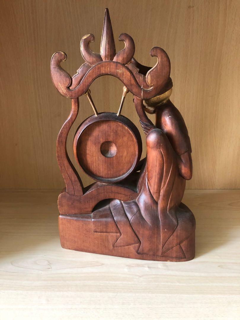Antique Balinese Gong Player Wooden Statue, Hobbies & Toys, Memorabilia ...