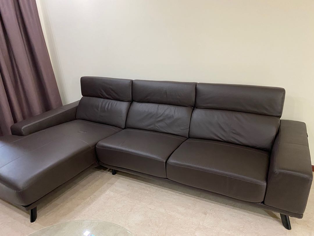 Cellini Kof L-Shaped Half Leather Sofa, Furniture & Home Living ...