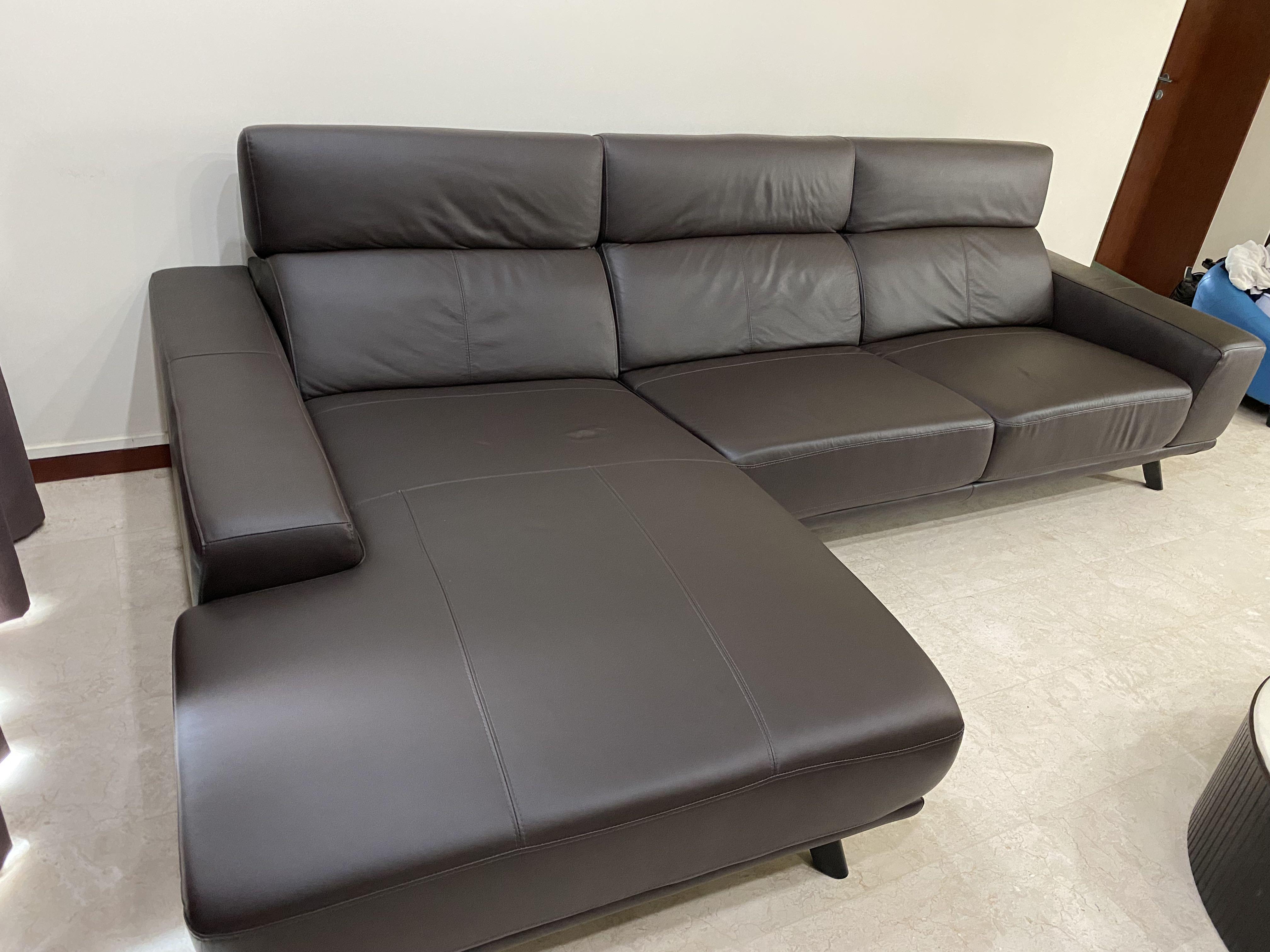 Cellini Kof L-Shaped Half Leather Sofa, Furniture & Home Living ...