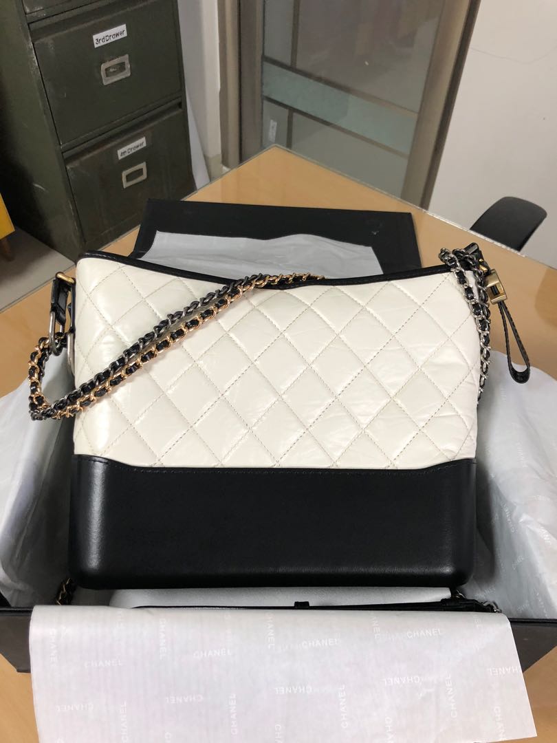 Channel Gabrielle in White & Black Leather, Luxury, Bags & Wallets on ...