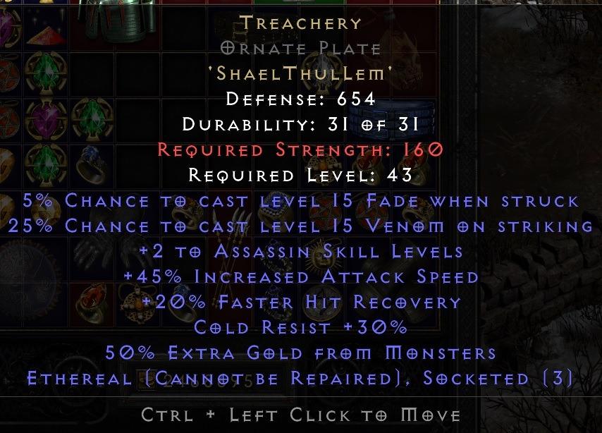 D2R - Treachery - Ornate Plate, Video Gaming, Gaming Accessories, In ...