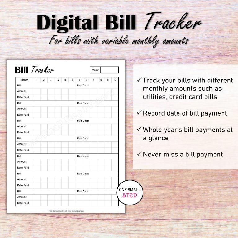 Digital Bill Tracker Ipad Budget Planner, Goodnotes Monthly Bill ...