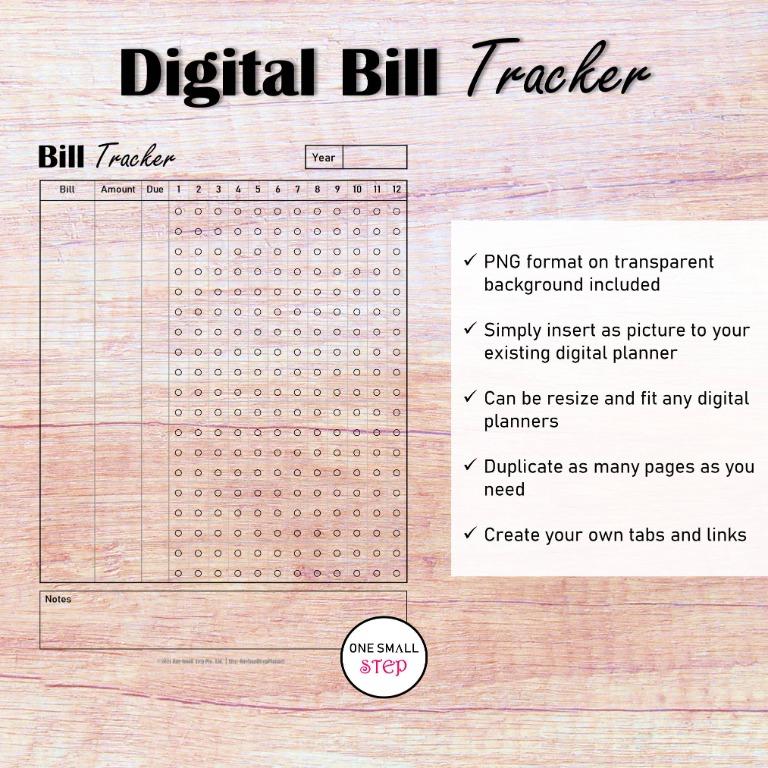 Digital Bill Tracker Ipad Budget Planner, Goodnotes Monthly Bill ...