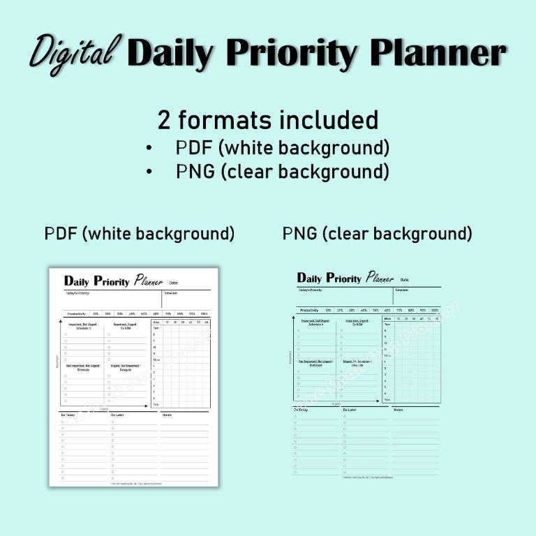 Digital Daily Priority Matrix Ipad Planner, Goodnotes 10 Minutes Hourly ...