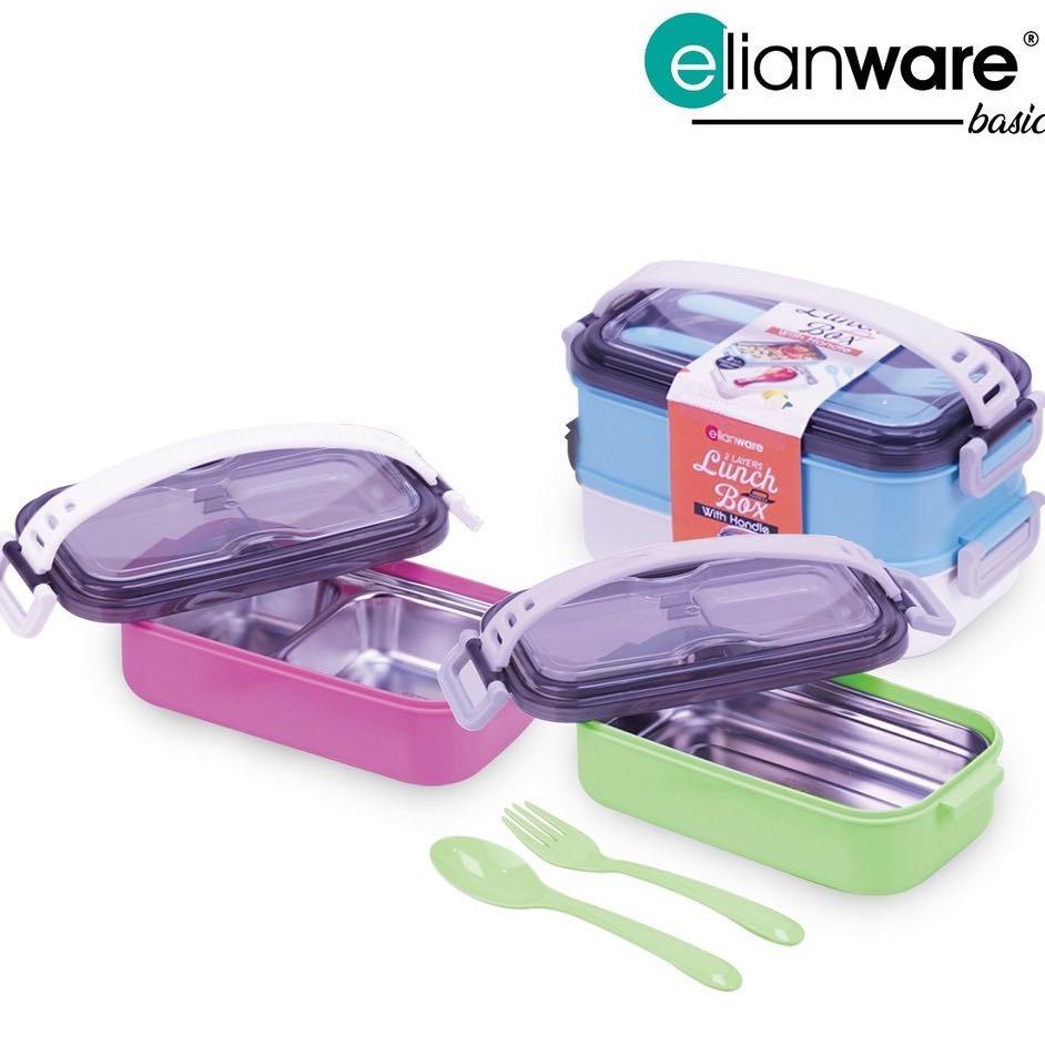 ELIANWARE stainless steel mealbox with cutlery set 450ml, Furniture ...