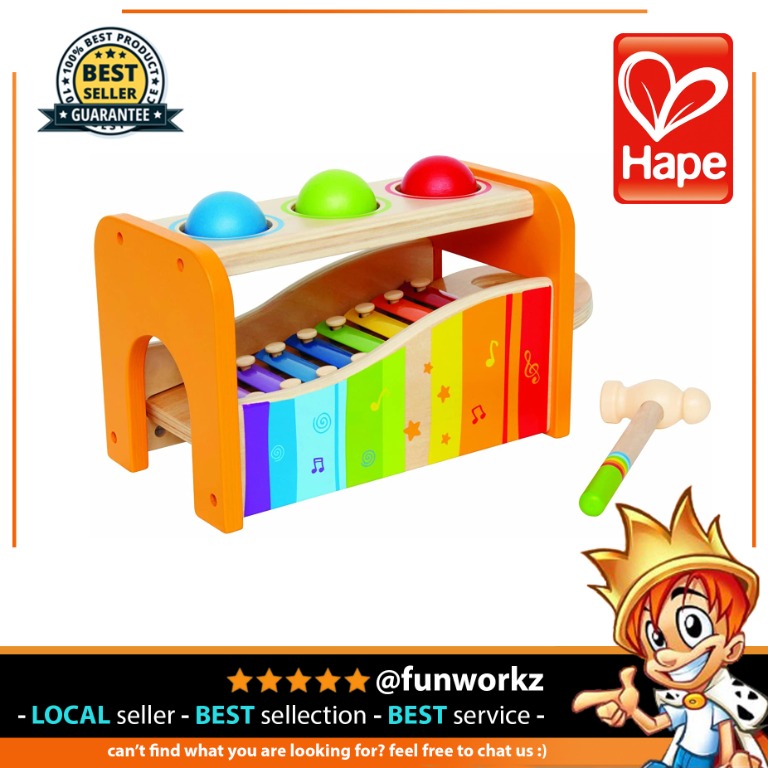 Hape Pound and Tap Bench with Slide Out Xylophone, Hobbies & Toys, Toys ...