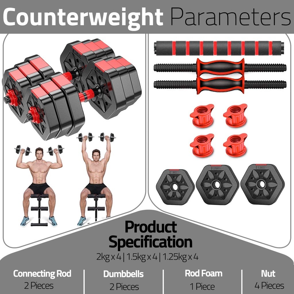 HEXAGON DUMBBELLS ADJUSTABLE 20KG, Sports Equipment, Exercise & Fitness ...