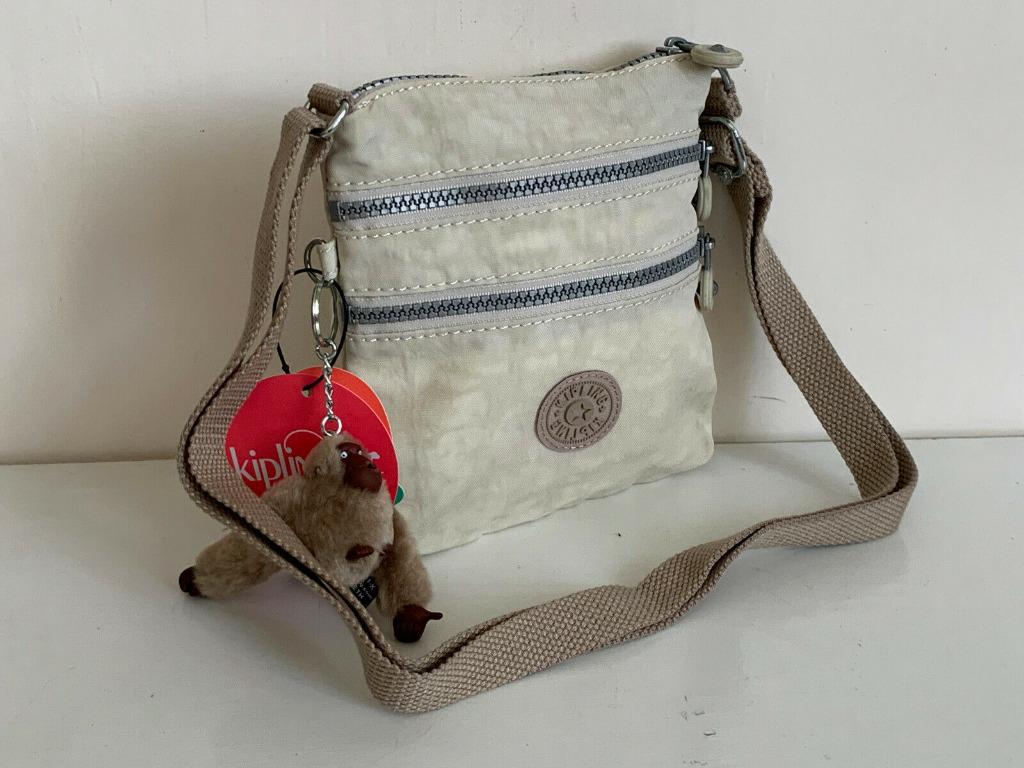 KIPLING ALVAR XS PEARL WHITE MINI CROSSBODY SLING SHOULDER BAG PURSE ...