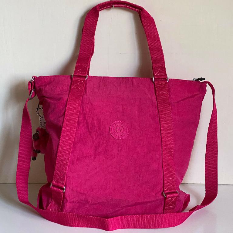 KIPLING CUBIC BRINK PINK CONVERTIBLE CARRYALL SHOPPER TOTE BAG PURSE ...
