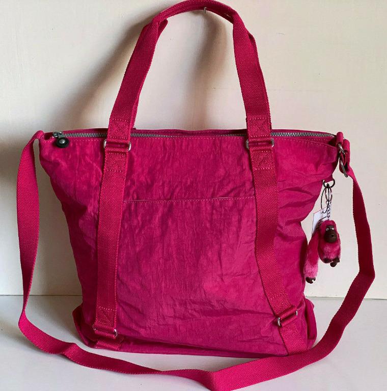 KIPLING CUBIC BRINK PINK CONVERTIBLE CARRYALL SHOPPER TOTE BAG PURSE ...