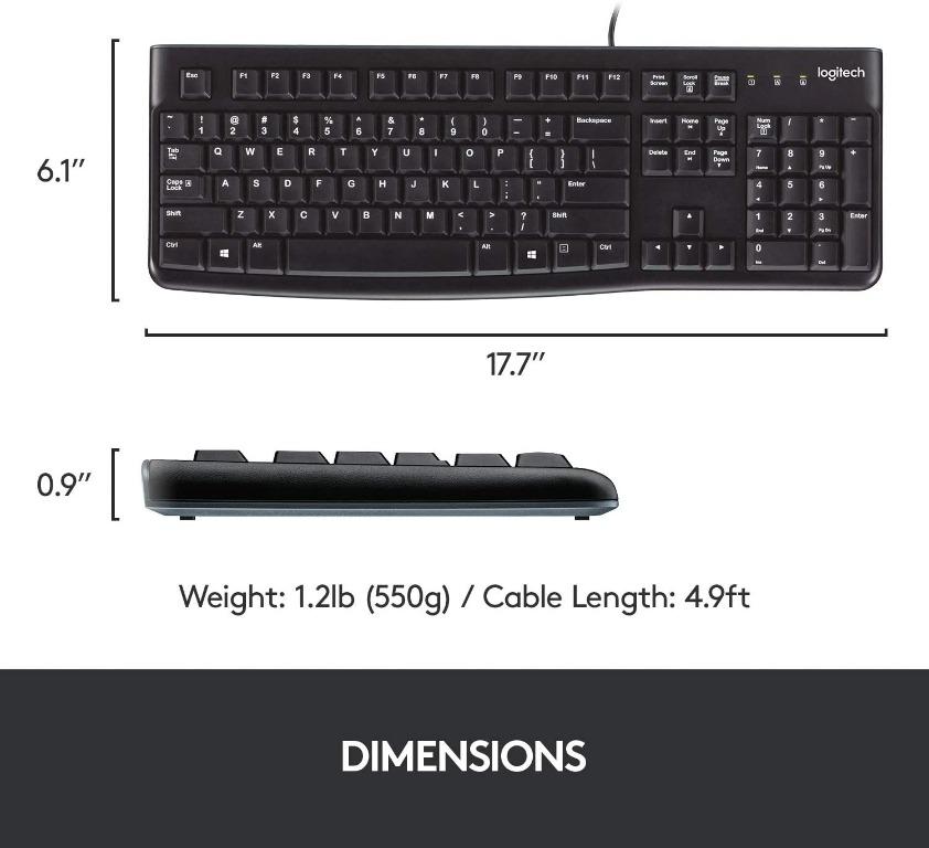 Logitech 920-002478 K120 Wired Keyboard, Black [1288], Computers & Tech ...
