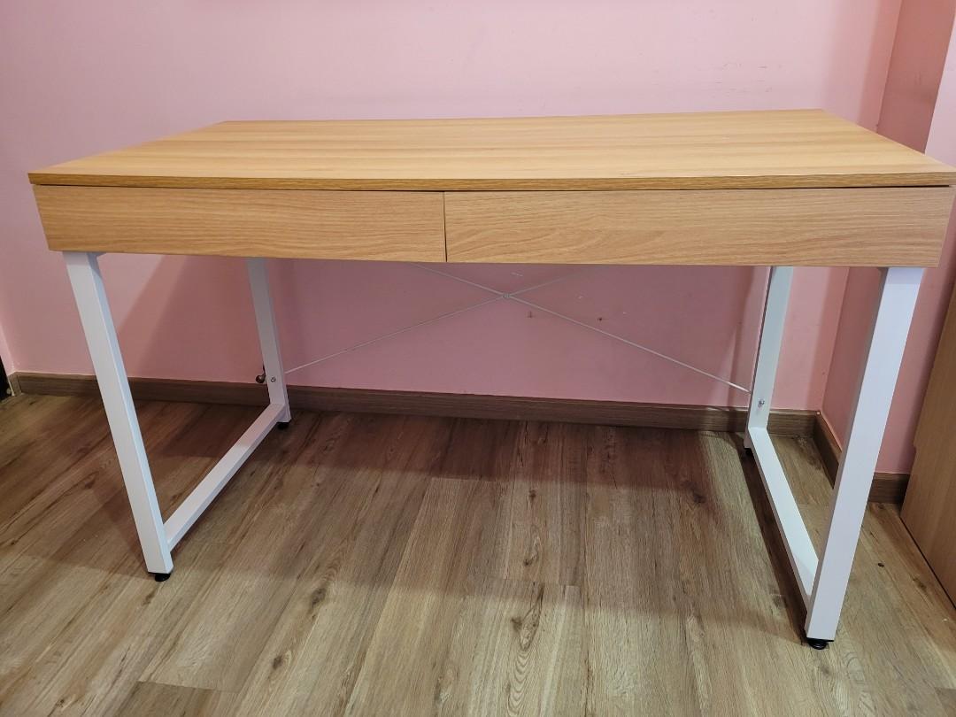 Collect by 29 dec - Nordic study table with drawers, Furniture & Home ...