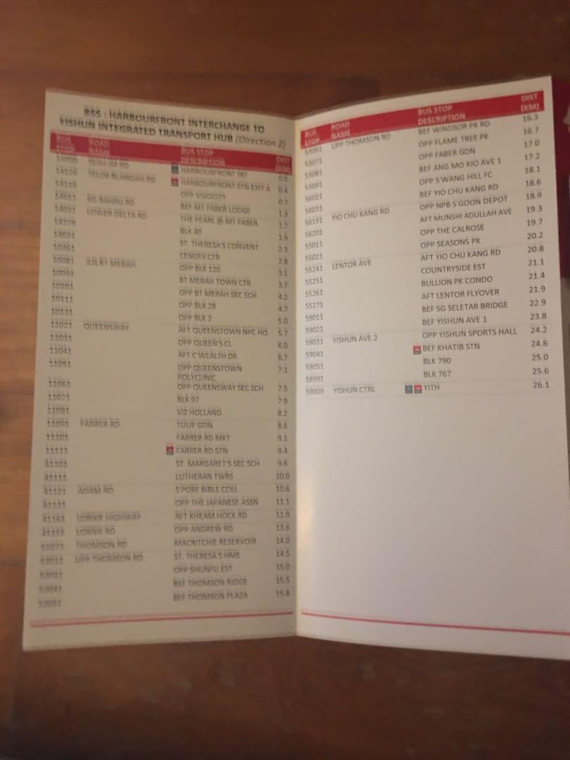 Old Bus Guide of SMRT Service 855, Hobbies & Toys, Memorabilia ...