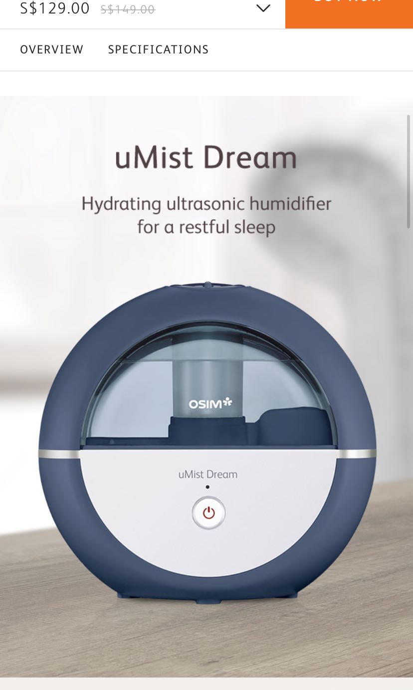 OSIM uMist Dream (Hydrating Ultrasonic Humidifier), TV & Home ...