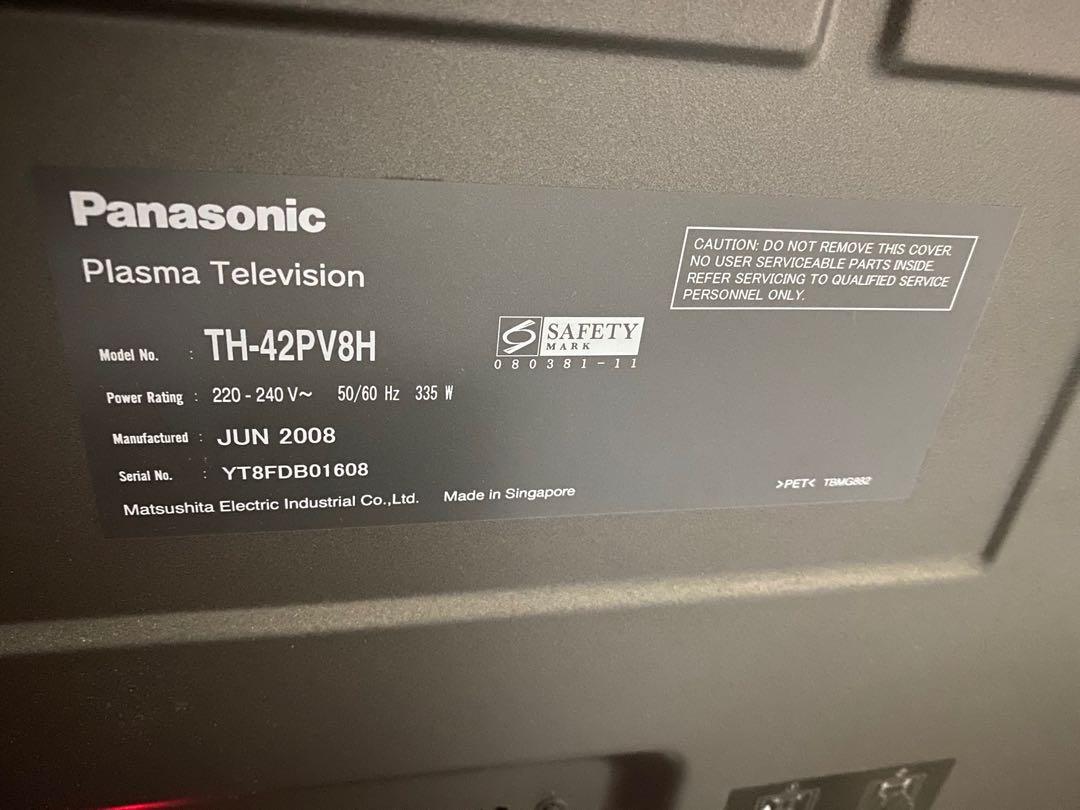Panasonic old plasma tv 42 inch, TV & Home Appliances, TV ...