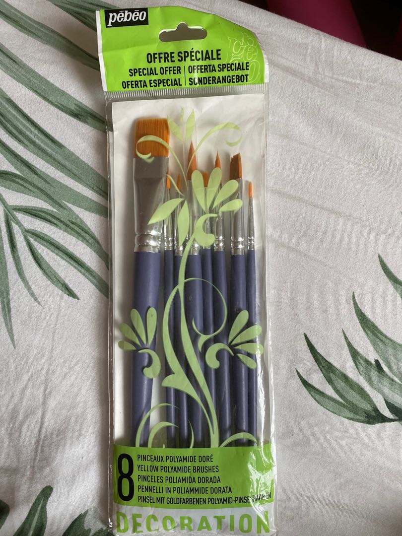 Pebeo yellow polyamide brush set, Hobbies & Toys, Stationery & Craft ...