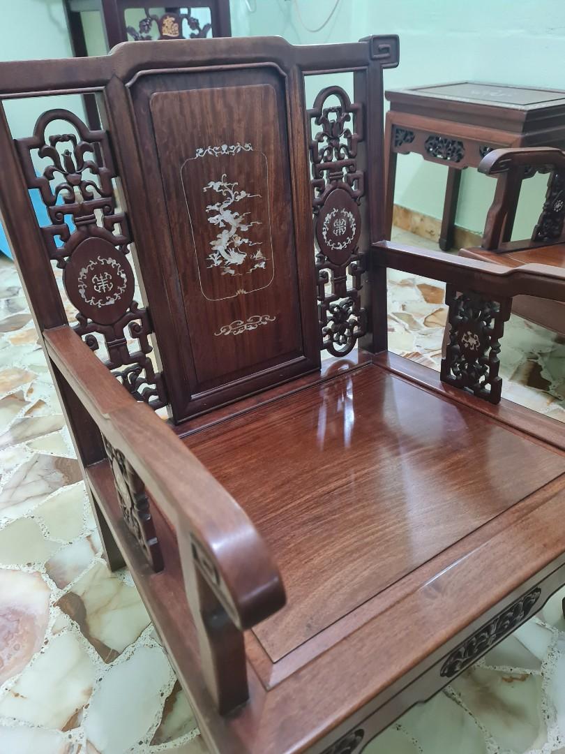 Rosewood pearl chinese sofa set, Furniture & Home Living, Furniture ...