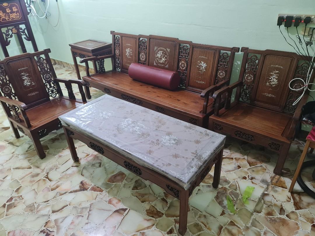 Rosewood pearl chinese sofa set, Furniture & Home Living, Furniture ...