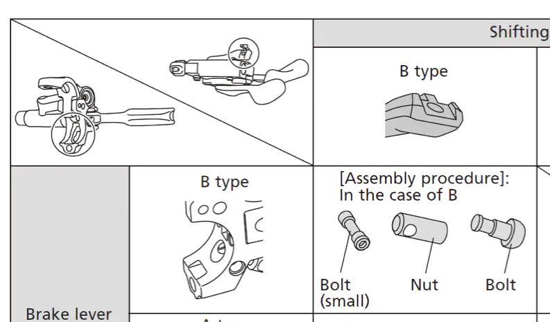 Shimano i-Spec B ( ispec ) bolts and nut conversion for shifter to ...