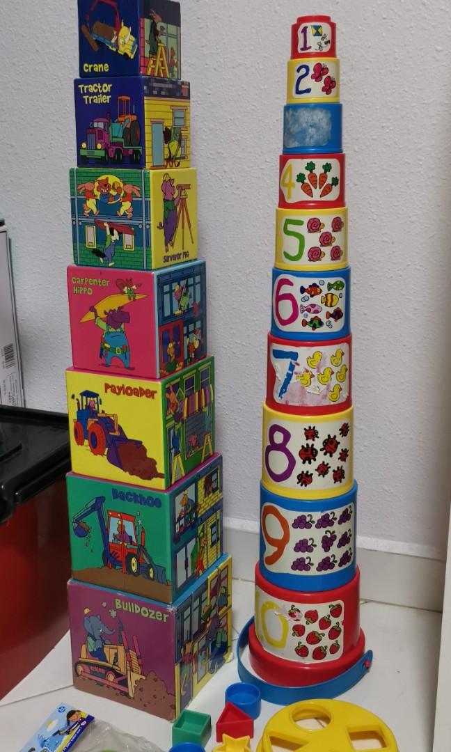 Stacking boxes and Shape Sorter Stacking Pails Free Gift Water Gun ...