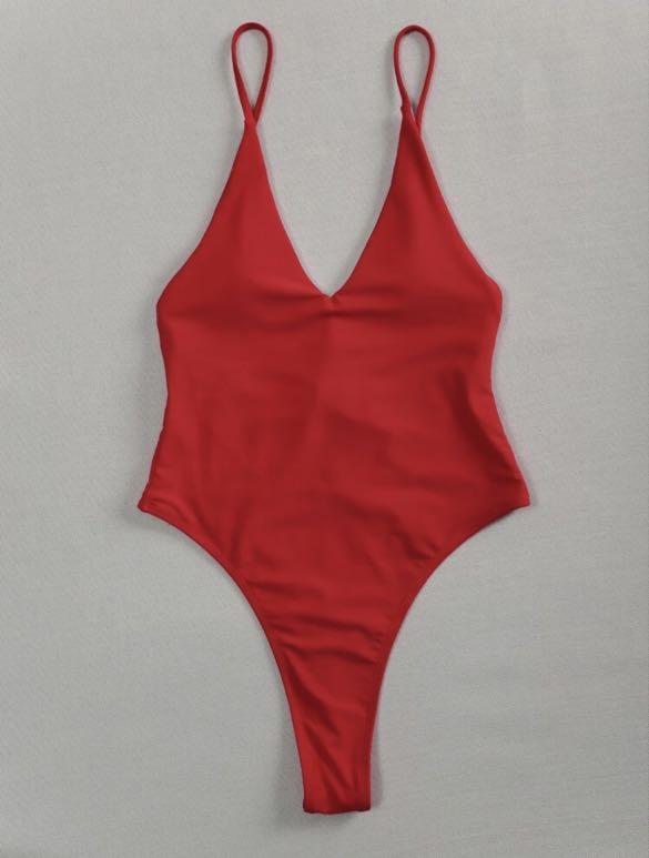 Tie back one piece red swimsuit, Women's Fashion, Swimwear, Bikinis ...