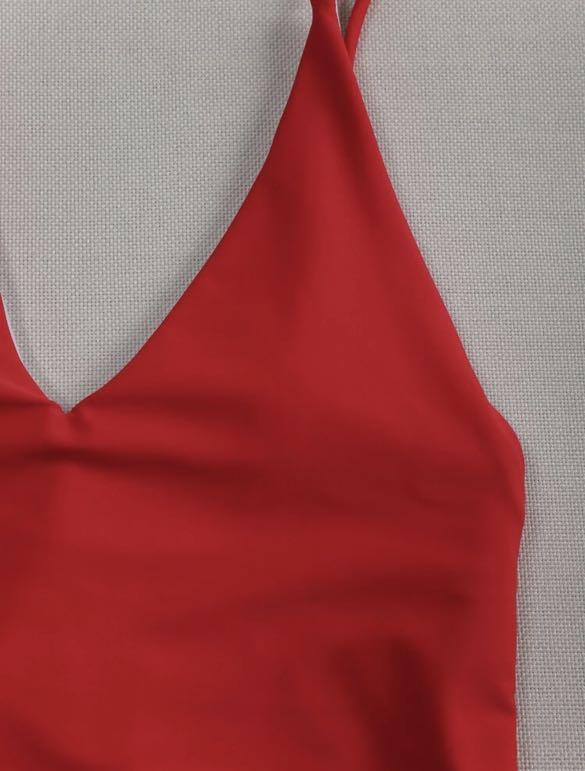 Tie back one piece red swimsuit, Women's Fashion, Swimwear, Bikinis ...
