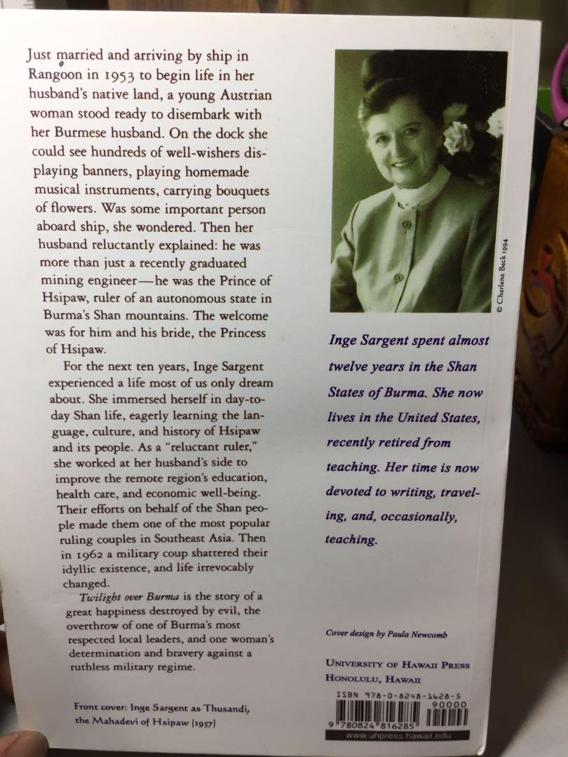 Twilght Over Burma- My Life as a Shan Princess Inge Sargent, Hobbies ...