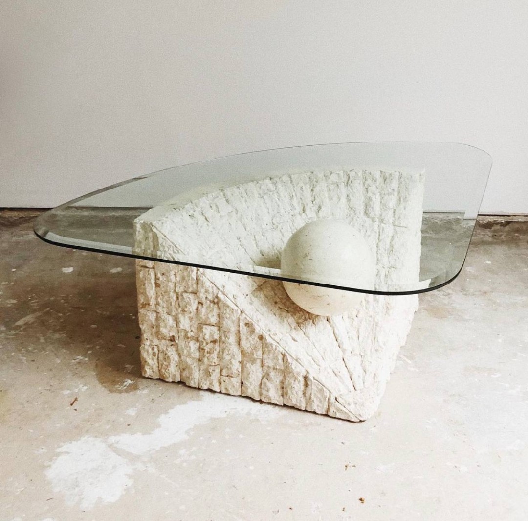 Vintage postmodern tessellated stone table, Furniture & Home Living ...