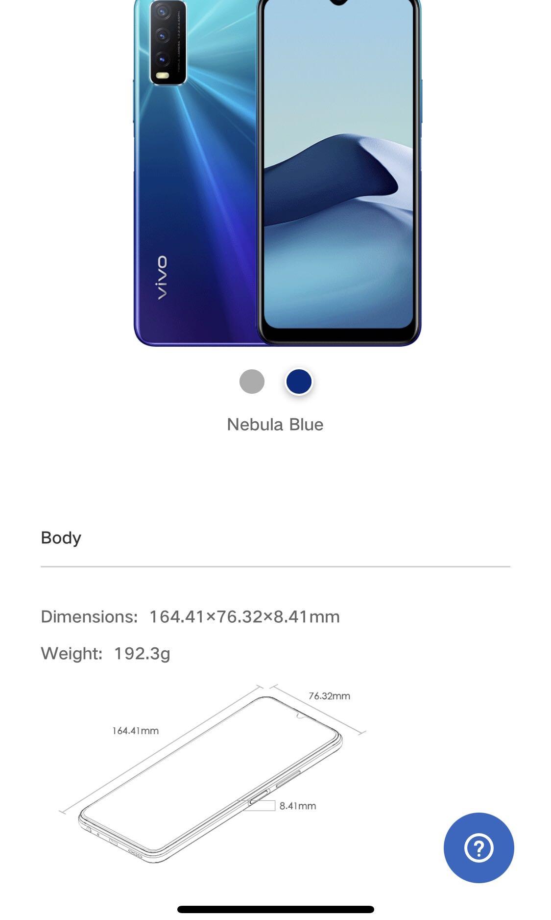 Vivo Y20 Nebula Blue Mobile Phone and Free Vivo Premium Gift Set ...