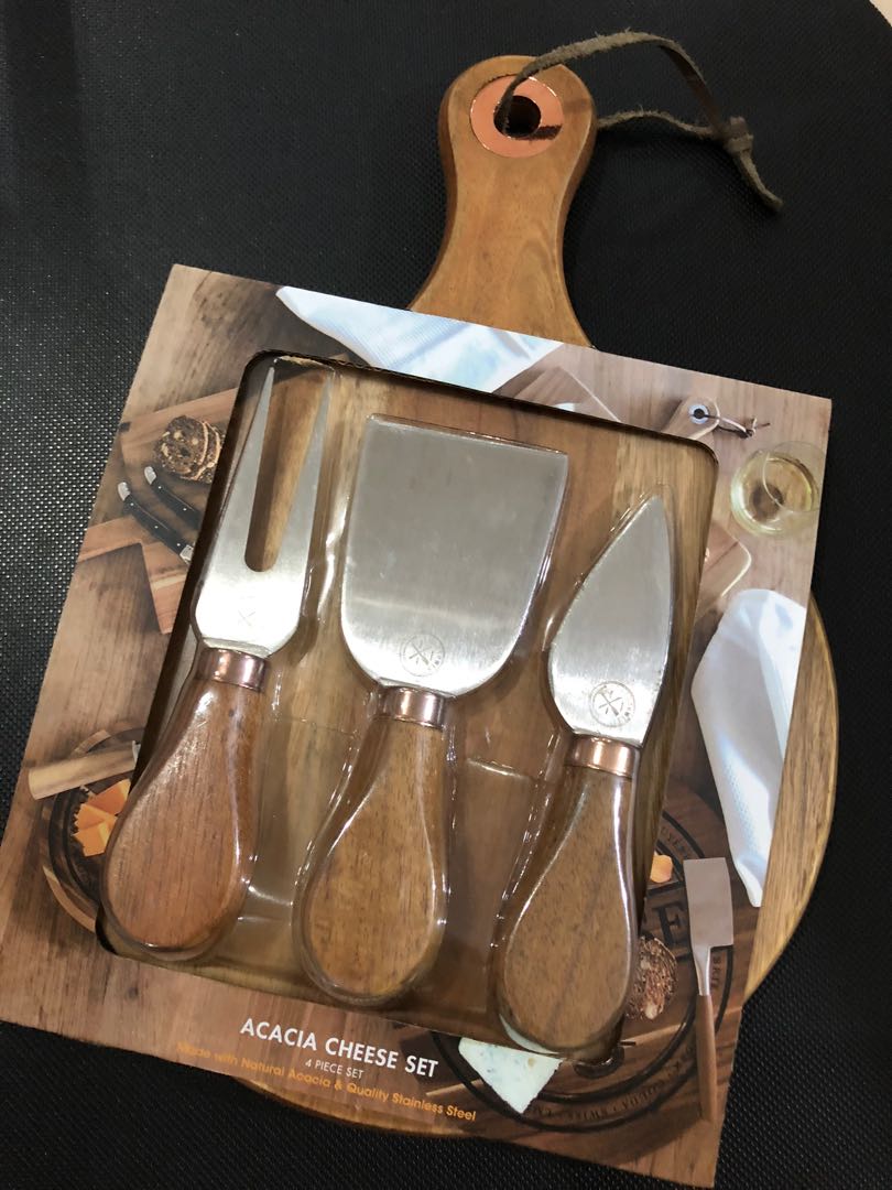 Acacia Cheese Board Set, Furniture & Home Living, Kitchenware ...