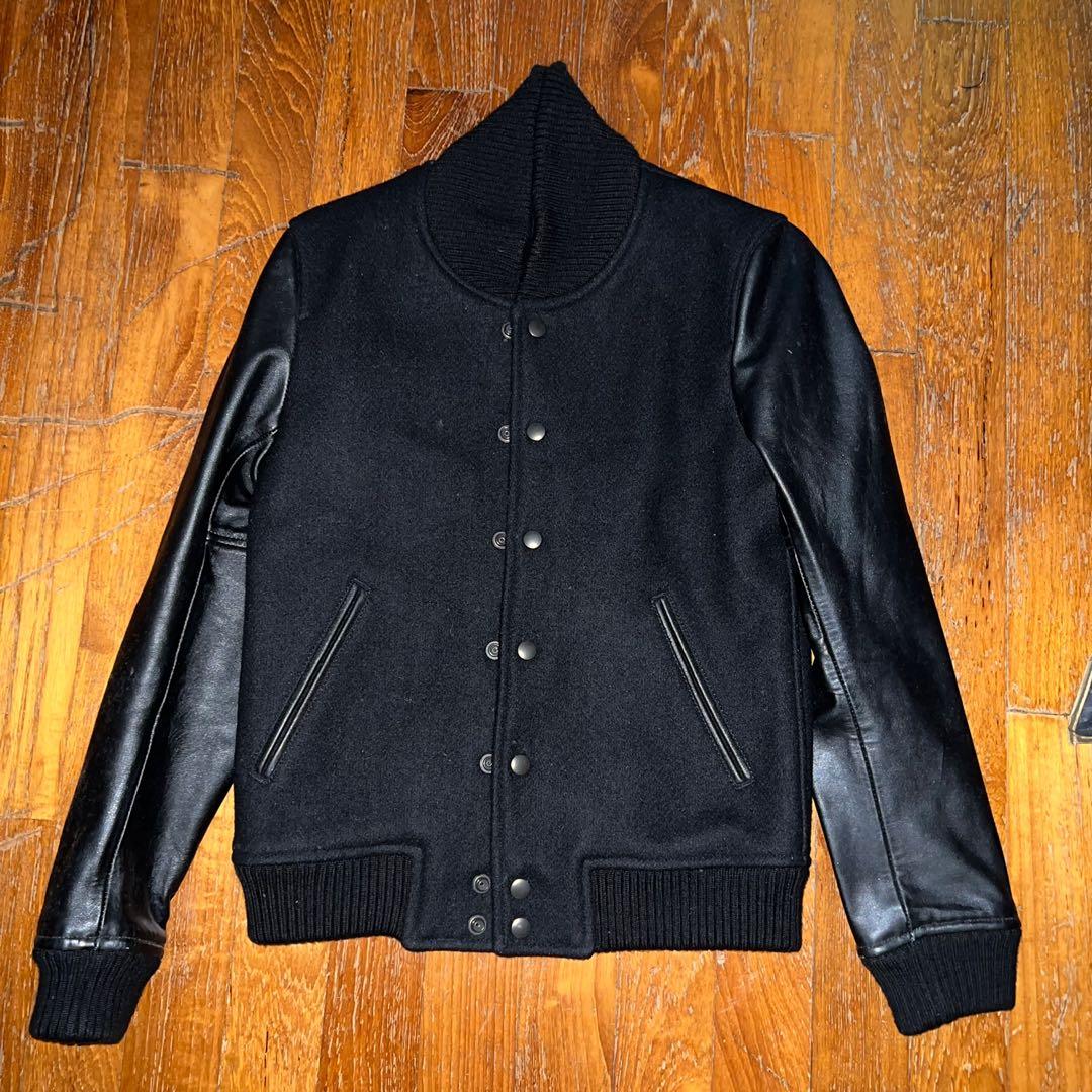 AMERICAN RAG CIE Japan Varsity Baseball Bomber Jacket with Genuine ...