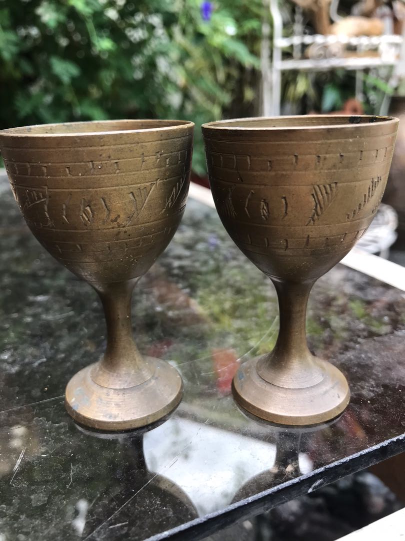 Antique Pair of Brass Goblet, Hobbies & Toys, Memorabilia ...
