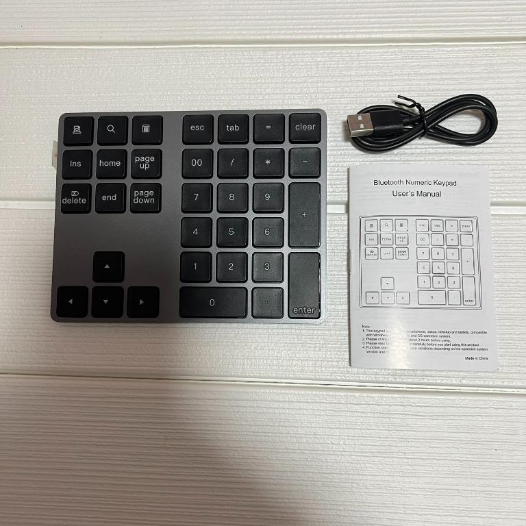 Bluetooth 34 Keys Numeric Keypad Aluminum Rechargeable Computers