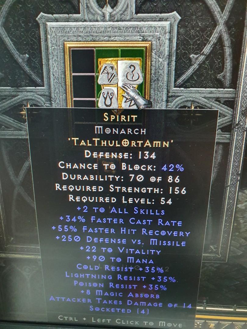 D2R - Spirit Monarch!, Video Gaming, Gaming Accessories, In-Game ...