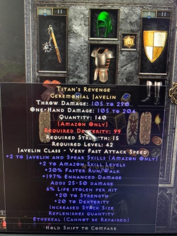 Diablo 2 resurrected Ethereal Titan Revenge 197 ED 6LL, Video Gaming ...