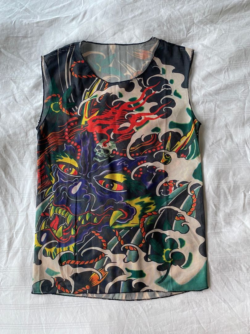 Dragon Tattoo Mesh Top, Women's Fashion, Tops, Sleeveless on Carousell