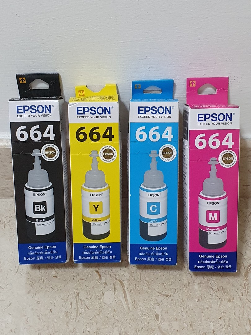 Epson 664 T664 Printer Ink Black Cyan Magenta Yellow, Computers & Tech ...