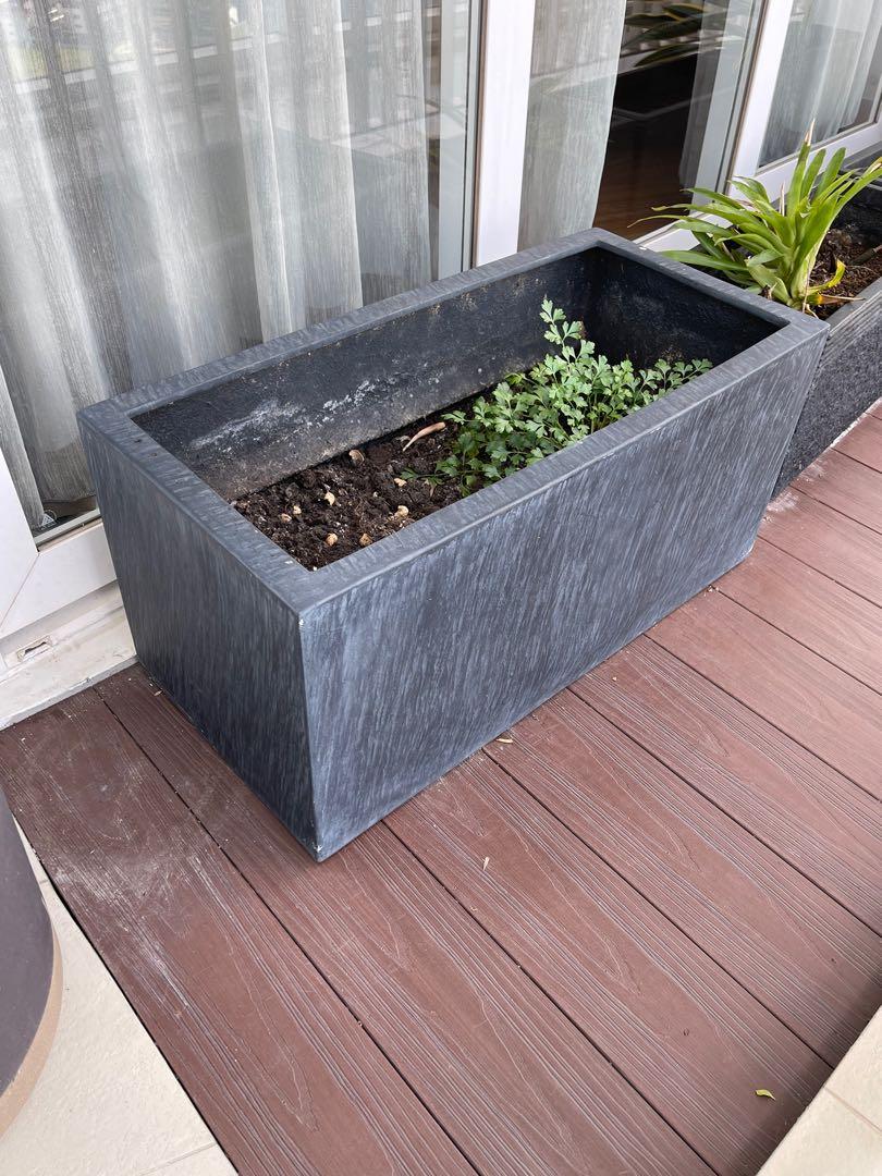 Extra Large Planter box - charcoal, Furniture & Home Living, Gardening ...