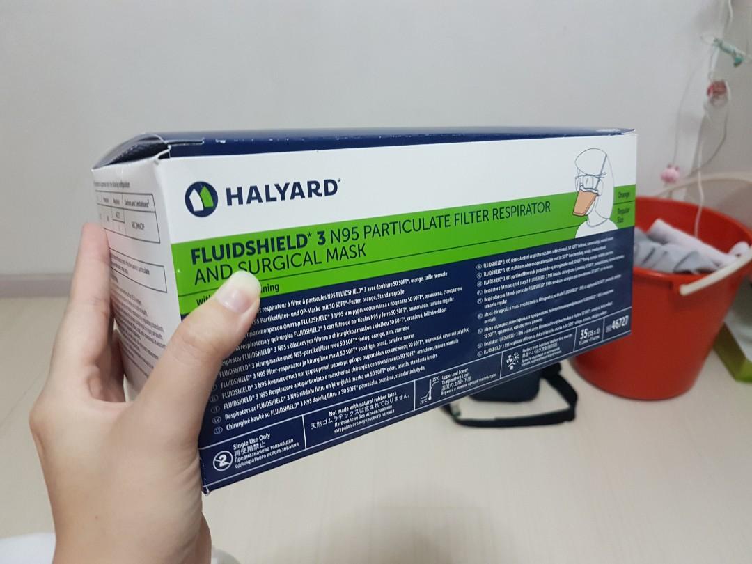 Halyard FLUIDSHIELD N95 Surgical Mask, Particulate Filter Respirator ...