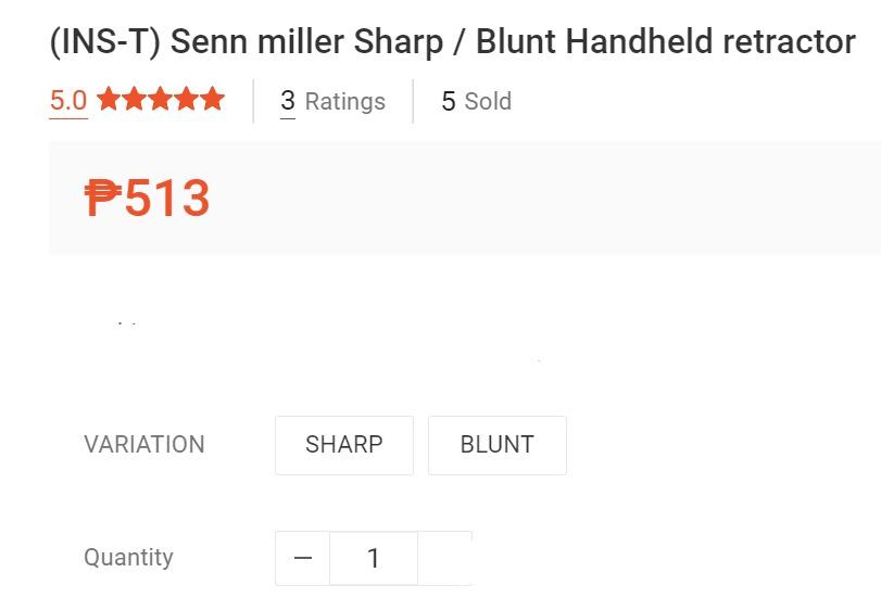 Senn miller Sharp / Blunt Handheld retractor, Health & Nutrition ...