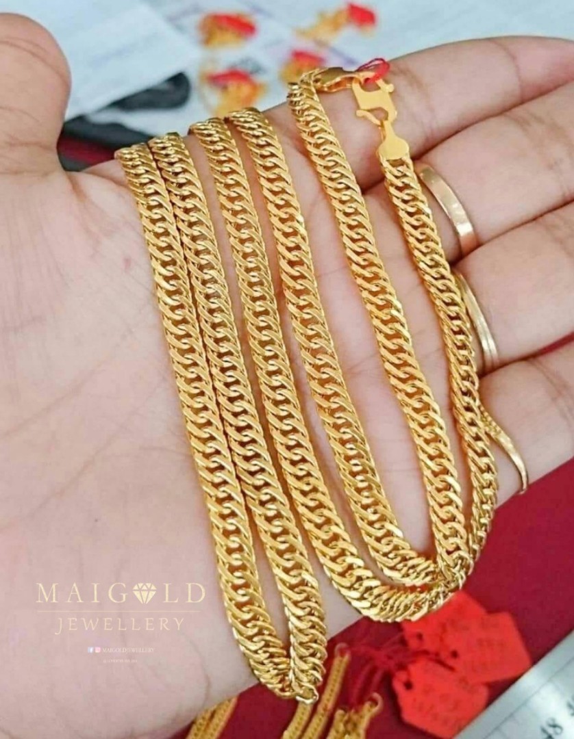 *INSTOCK* NEW 916 GOLD WIDER LIPAN CHAIN, Women's Fashion, Jewelry ...