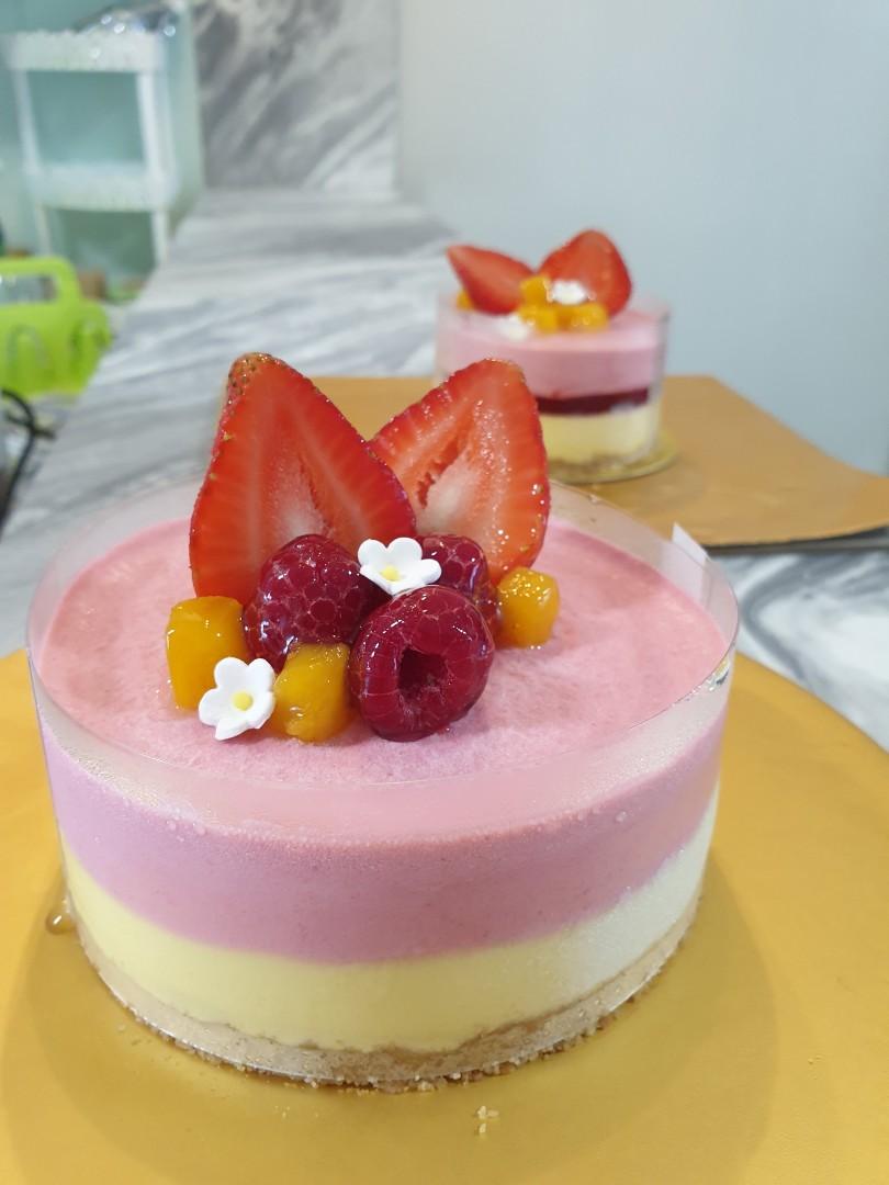 Mango raspberry mousse cake 4"inch, Food & Drinks, Fresh Produce on ...