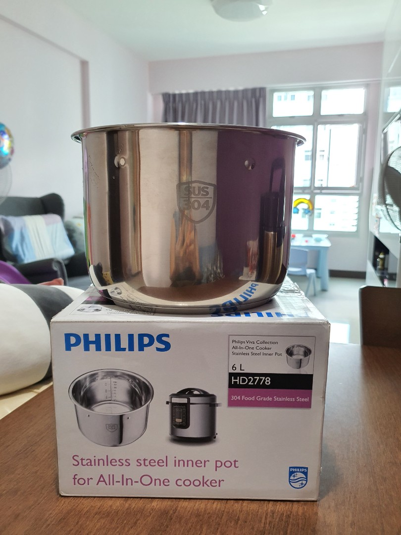 (Original) Philips Stainless Steel Inner Pot 6L, TV & Home Appliances ...