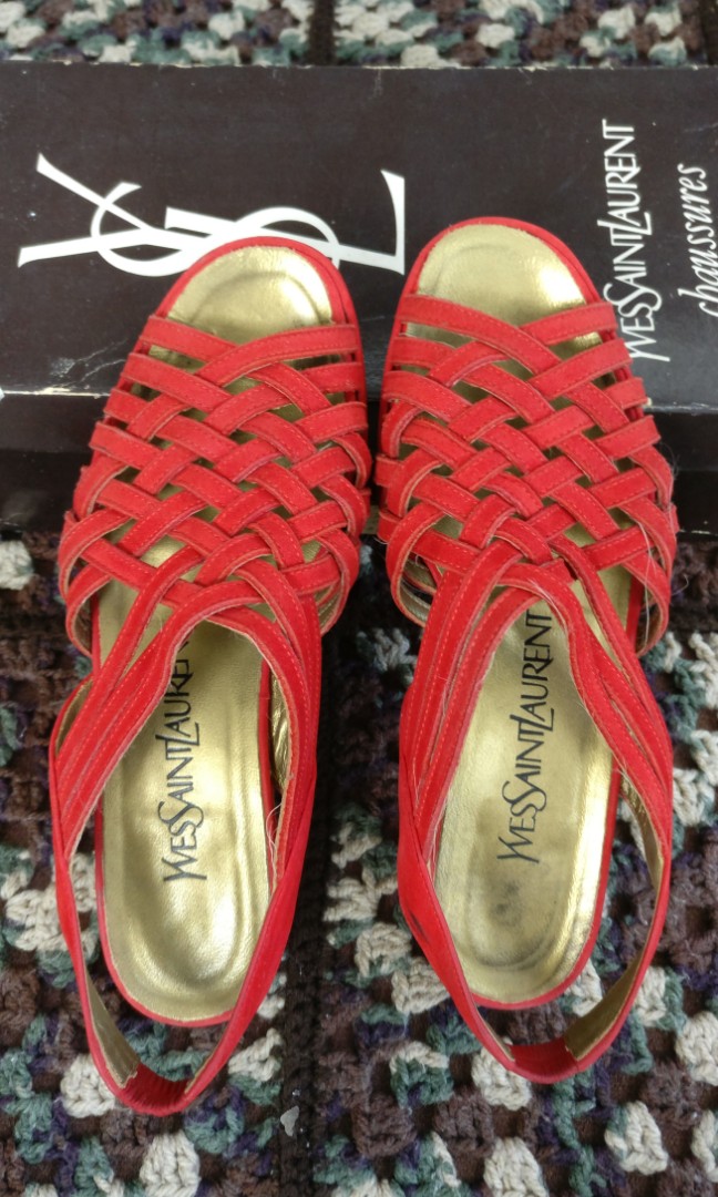 Original YSL Red shoe Chaussures France, Women's Fashion, Footwear ...