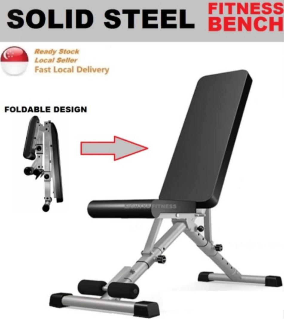 (Ready stock) SOLID STEEL Foldable Home Gym Workout Benches Situp ...