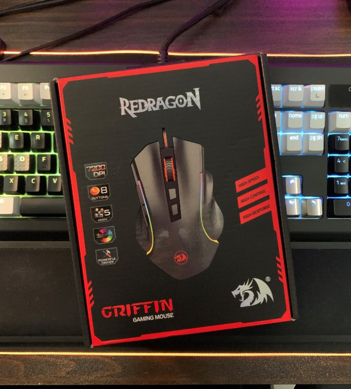 Redragon Griffin M607 RGB Backlit 7200 DPI Wired Gaming Mouse with 7 ...