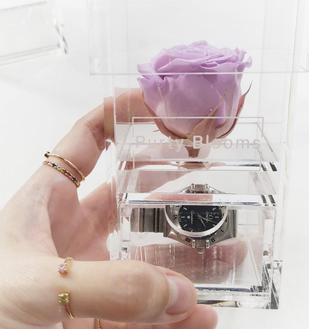 Rose Amor Preserved Rose in a single drawer box, Furniture & Home ...