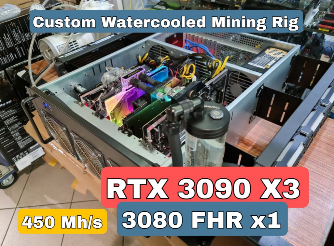 RTX 3090 , 3080FHR custom waterloop mining rig, Computers & Tech ...