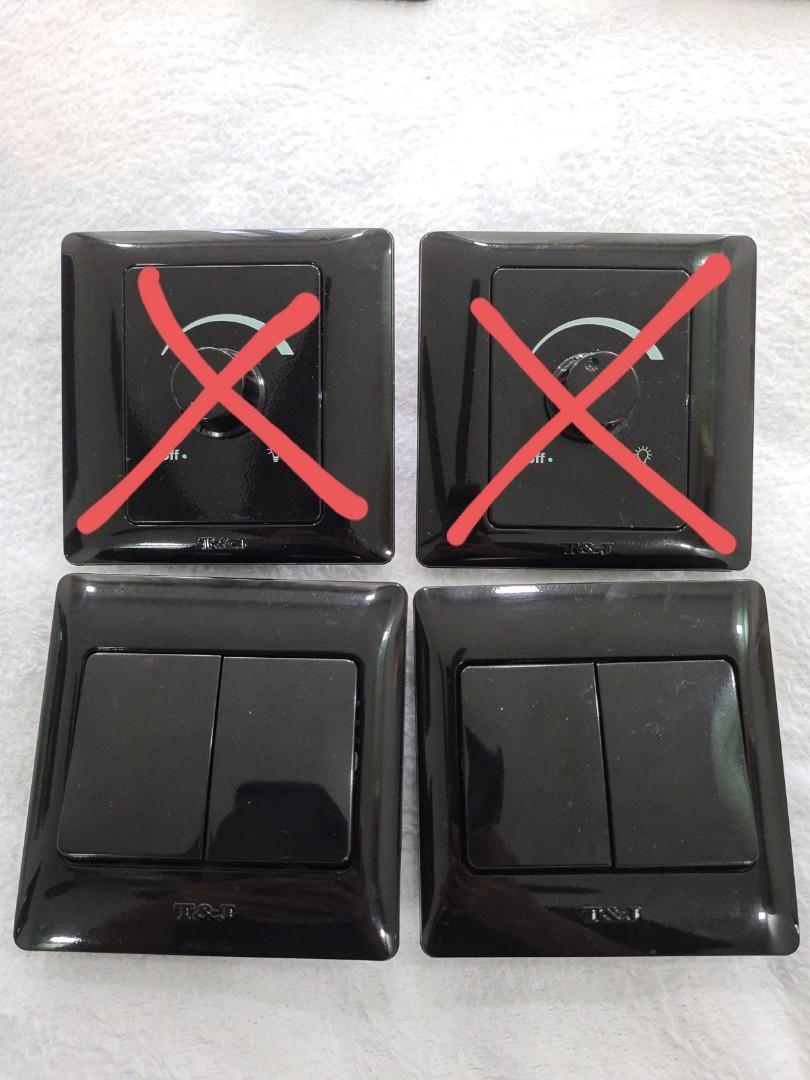 T&J Black Wall Light Switch and Dimmer, Furniture & Home Living ...