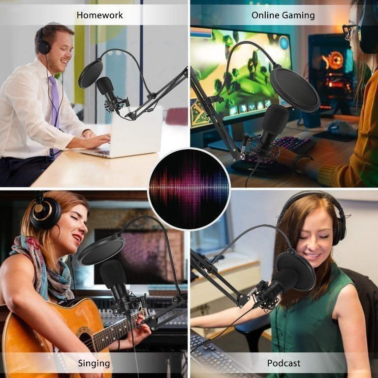 USB Podcasting Microphone Kit, Jelly Comb Professional Condenser ...